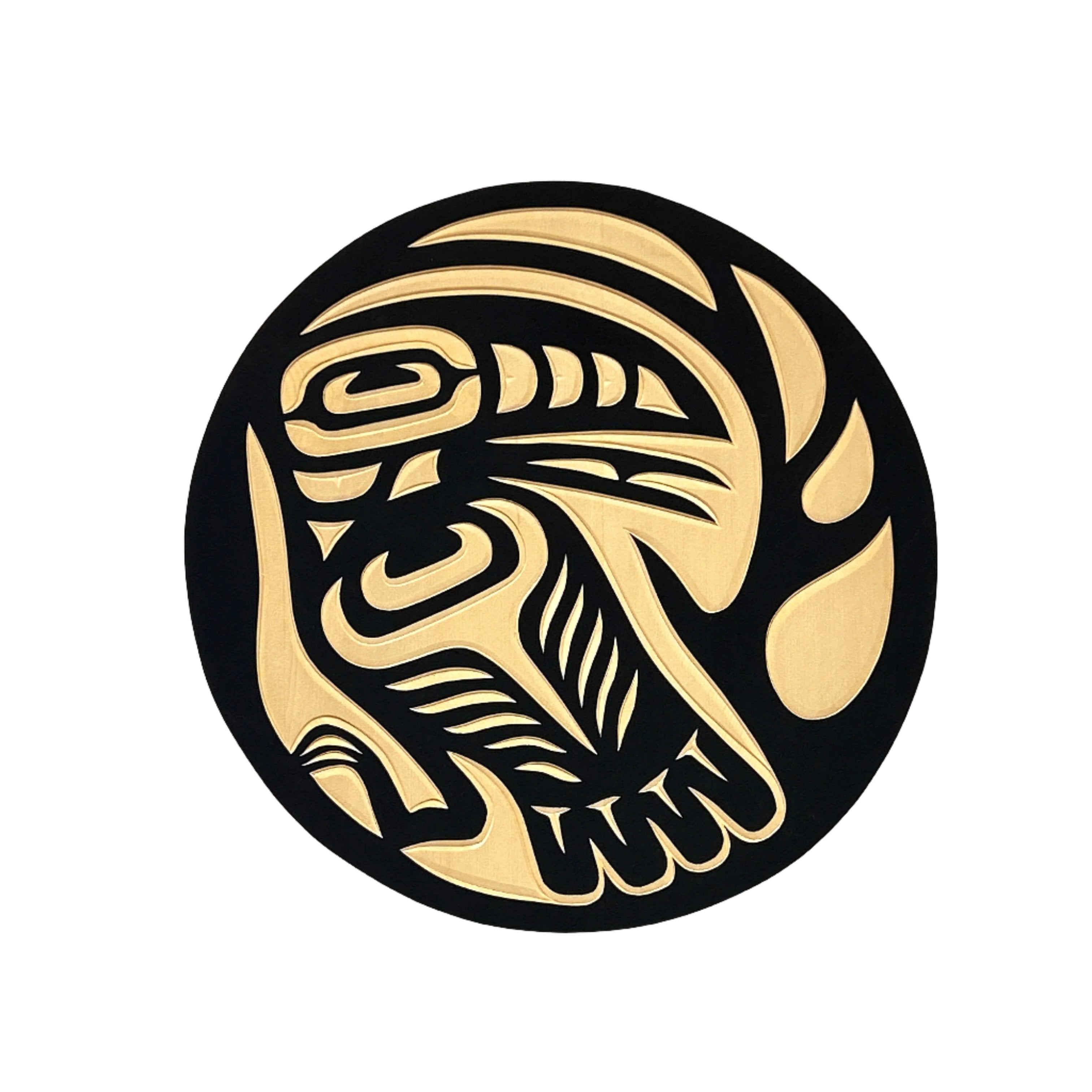 Valencia Bird Yellow Cedar Raven Panel 11" Diameter x 1/2" Depth ...